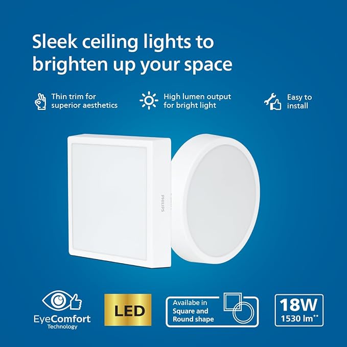 Home / PHILIPS 18 Watt Square Slim Surface Ceiling Light | LED ...